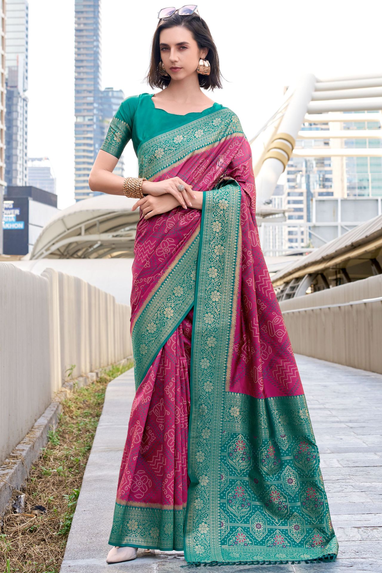Burnt Pink Soft Bandhani Saree – Armima